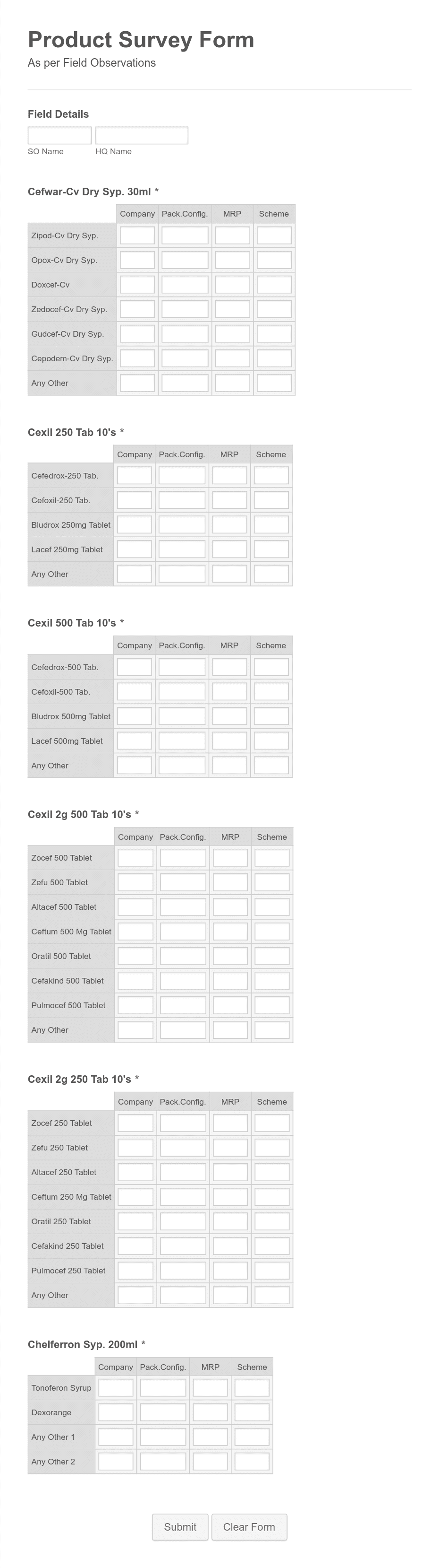 Product Survey #13-18 Form Template | Jotform