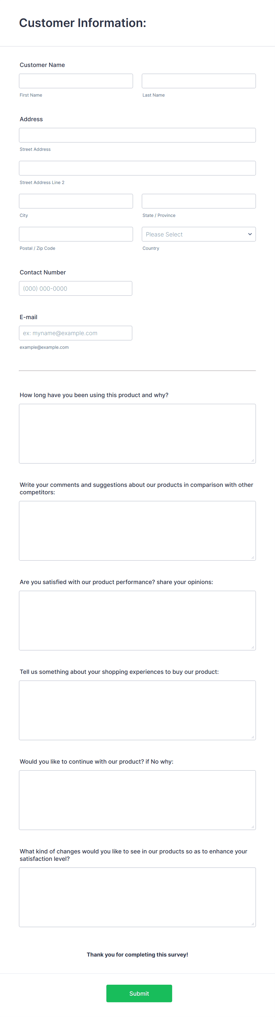 Product Survey Form Template | Jotform