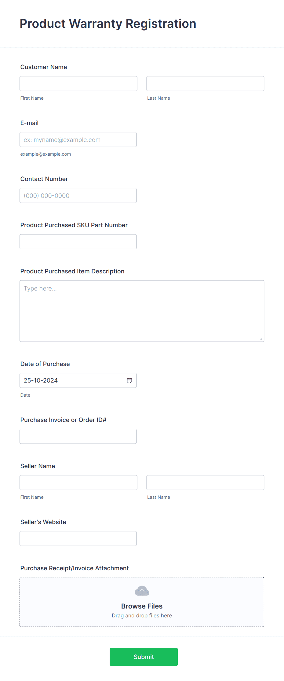 Product Warranty Registration Form Template | Jotform