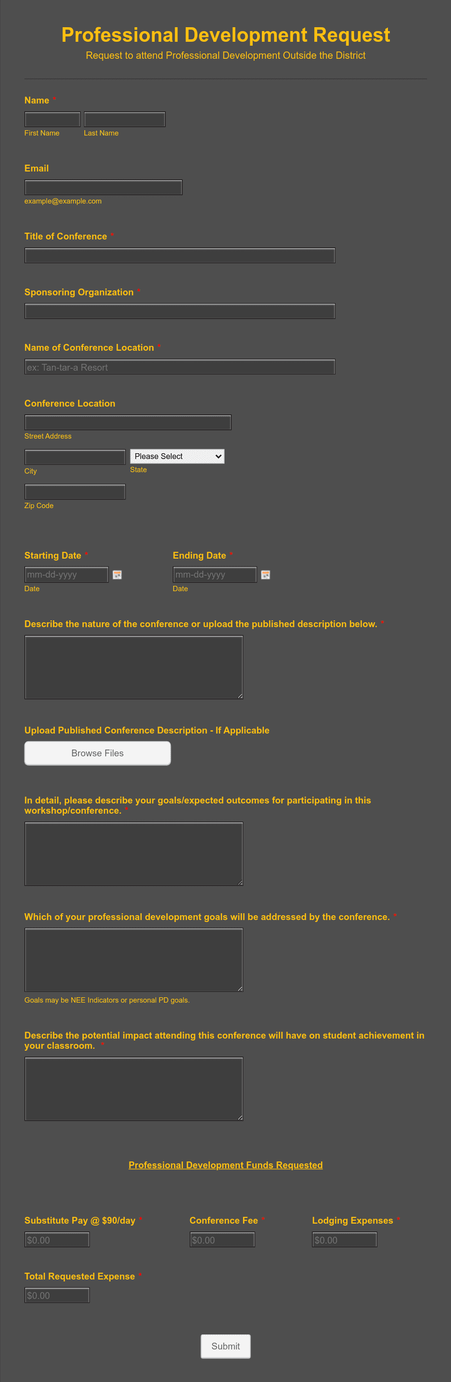 Professional Development Request Form Template | Jotform