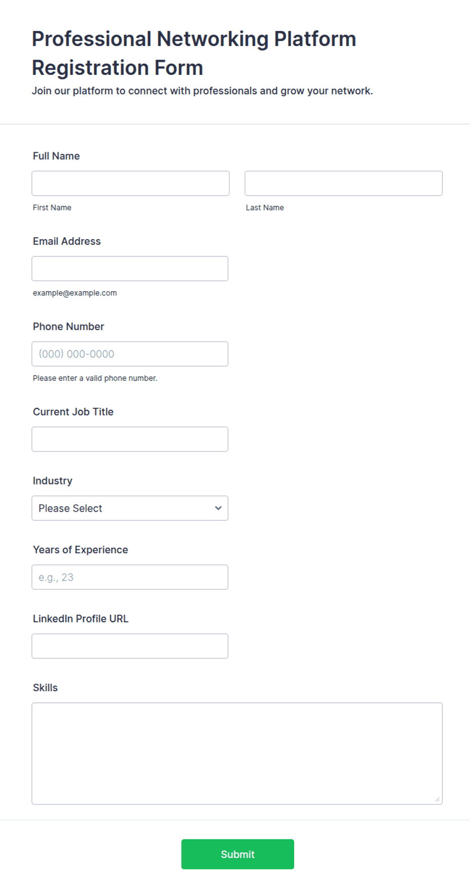 Professional Networking Platform Registration Form Template | Jotform