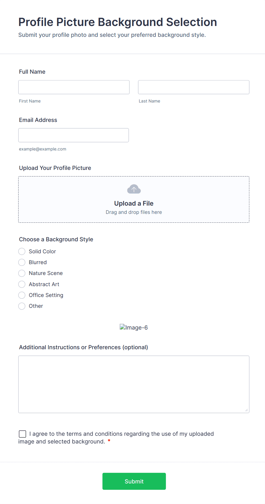 Profile Picture Background Selection Form Template | Jotform