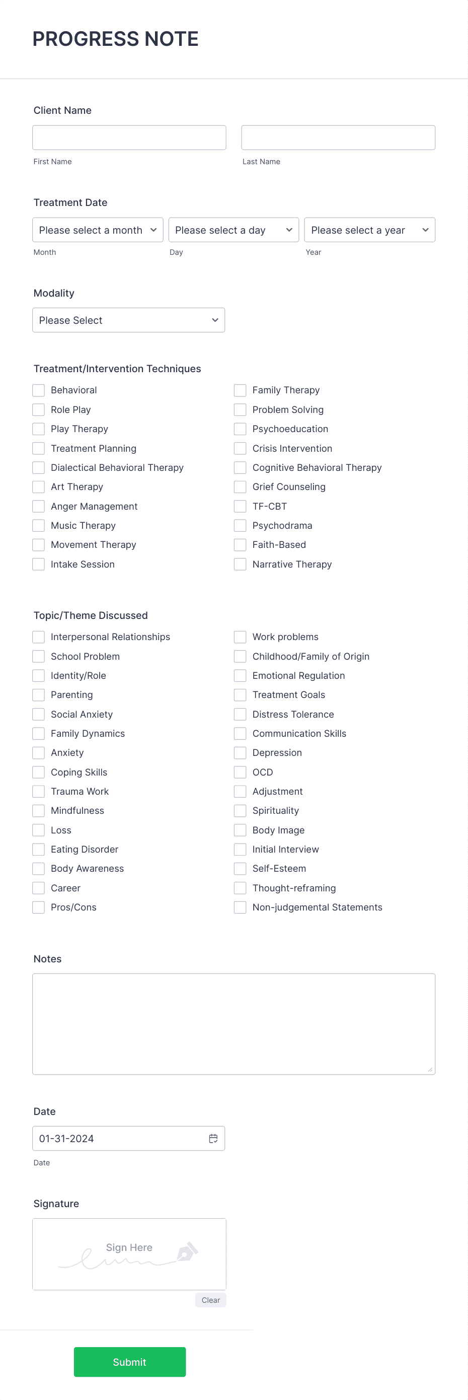 Progress Note Form Template | Jotform