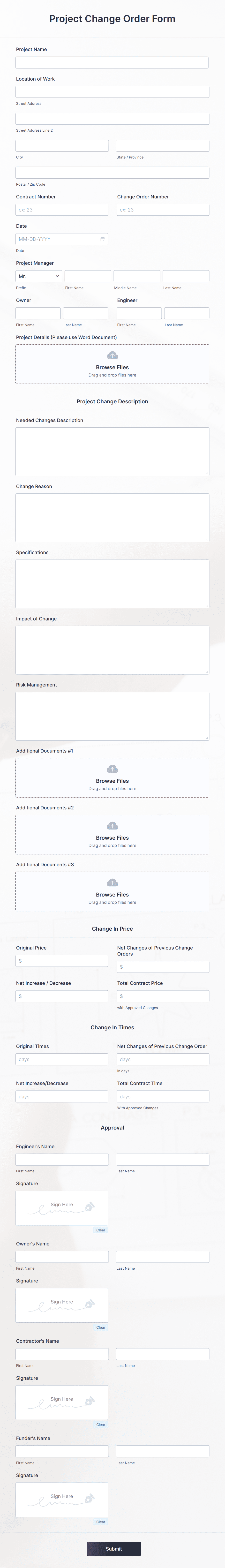 Project Change Order Form Template | Jotform