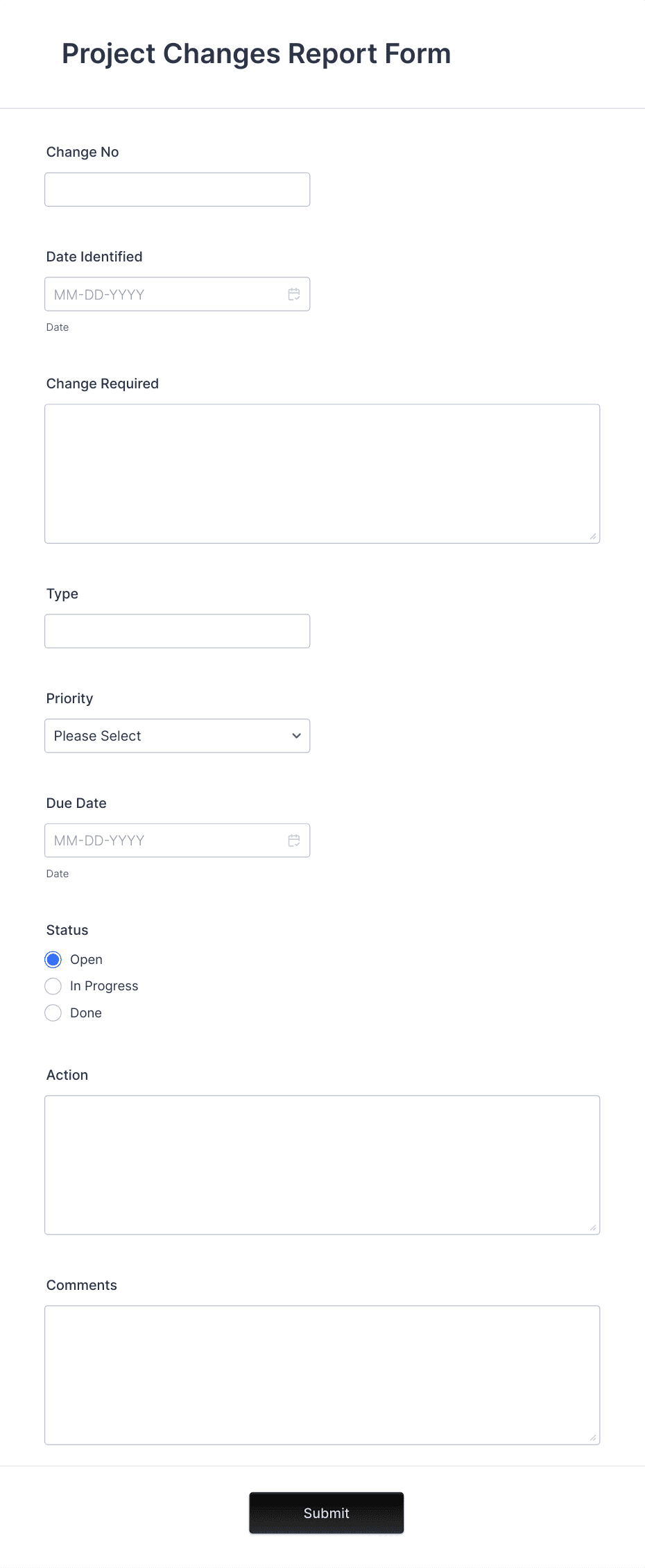 Project Changes Report Form Template | Jotform