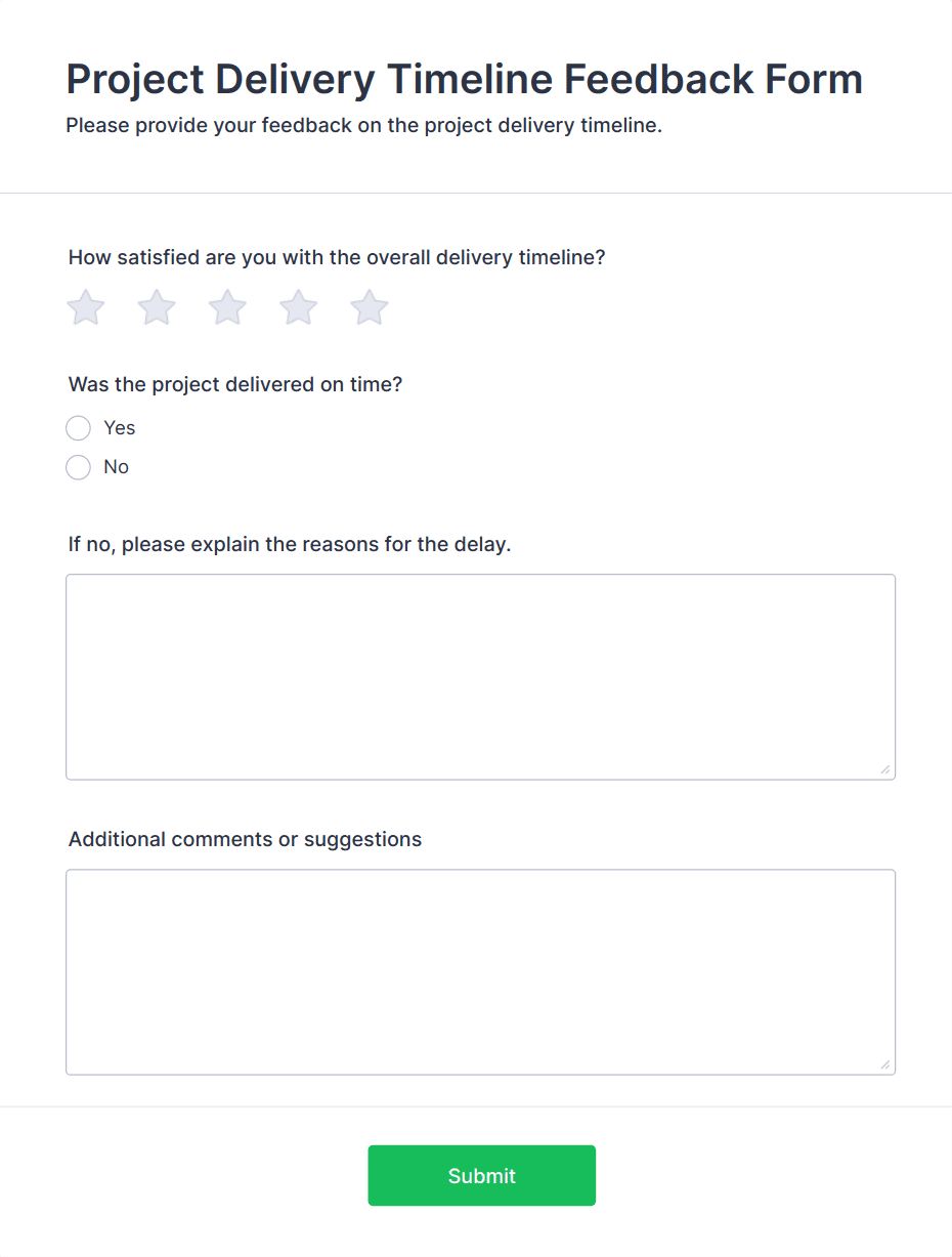Project Delivery Timeline Feedback Form Template | Jotform