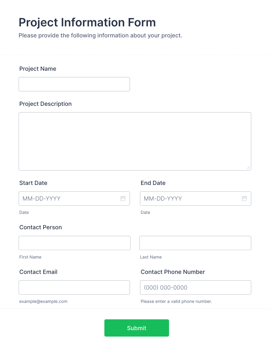Project Information Form Template | Jotform