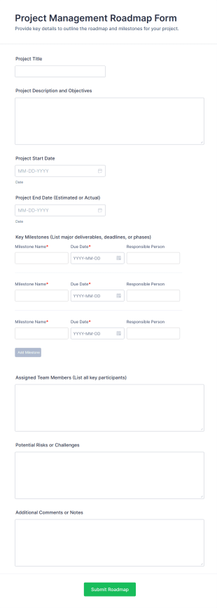 Project Management Roadmap Form Template | Jotform
