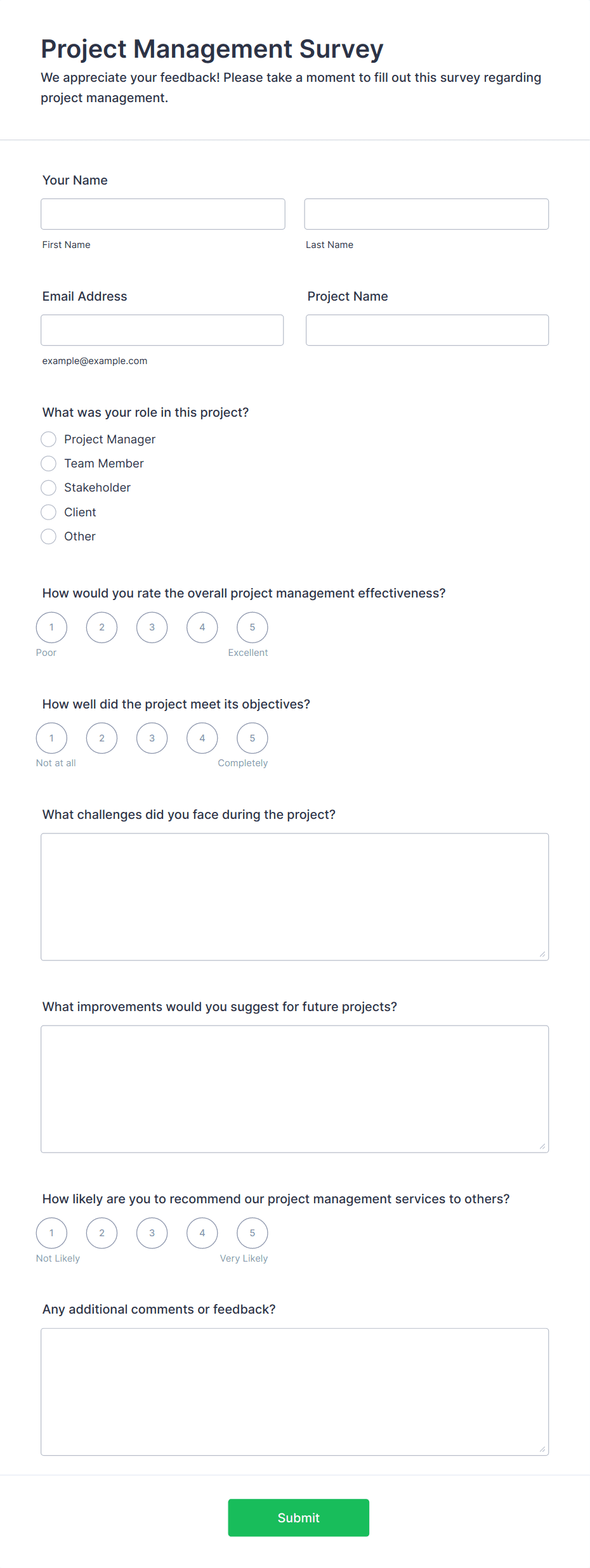 Project Management Survey Form Template | Jotform