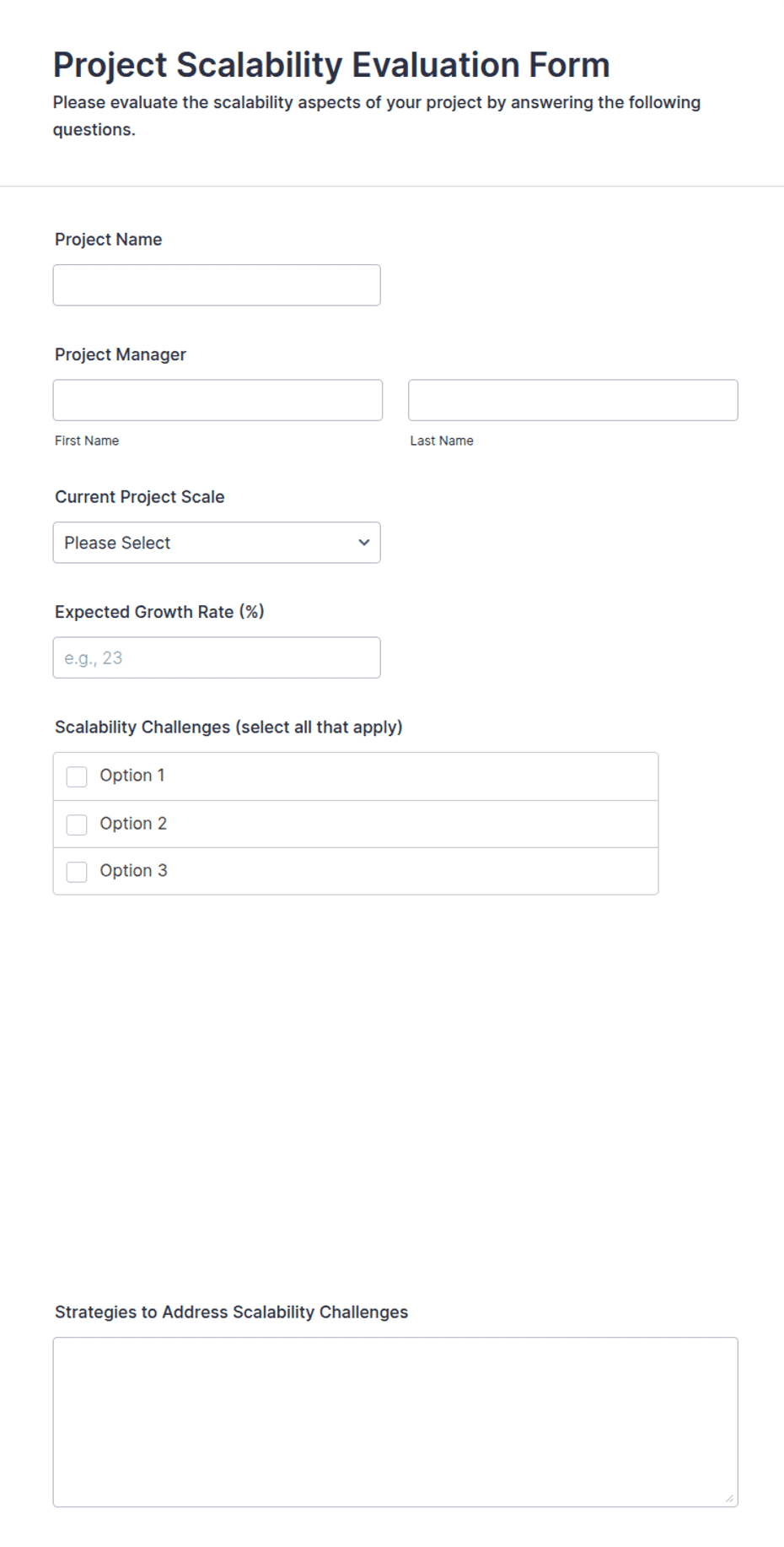 Project Scalability Evaluation Form Template | Jotform
