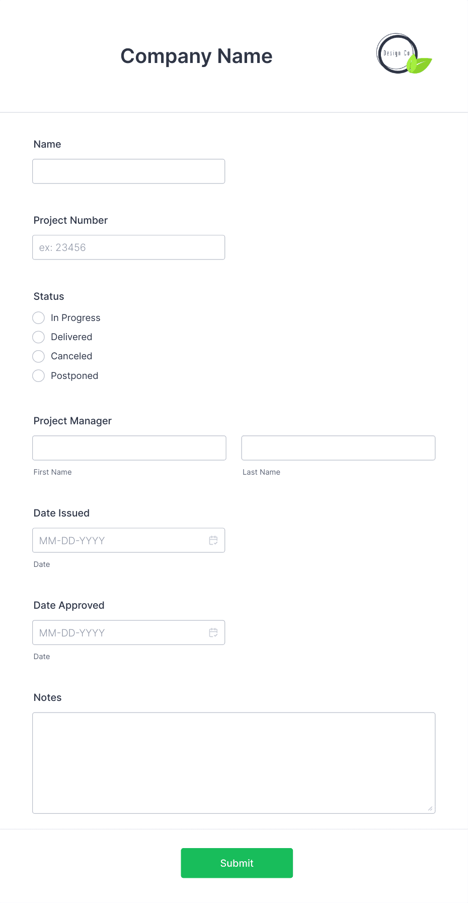 Project Specifications Form Template | Jotform