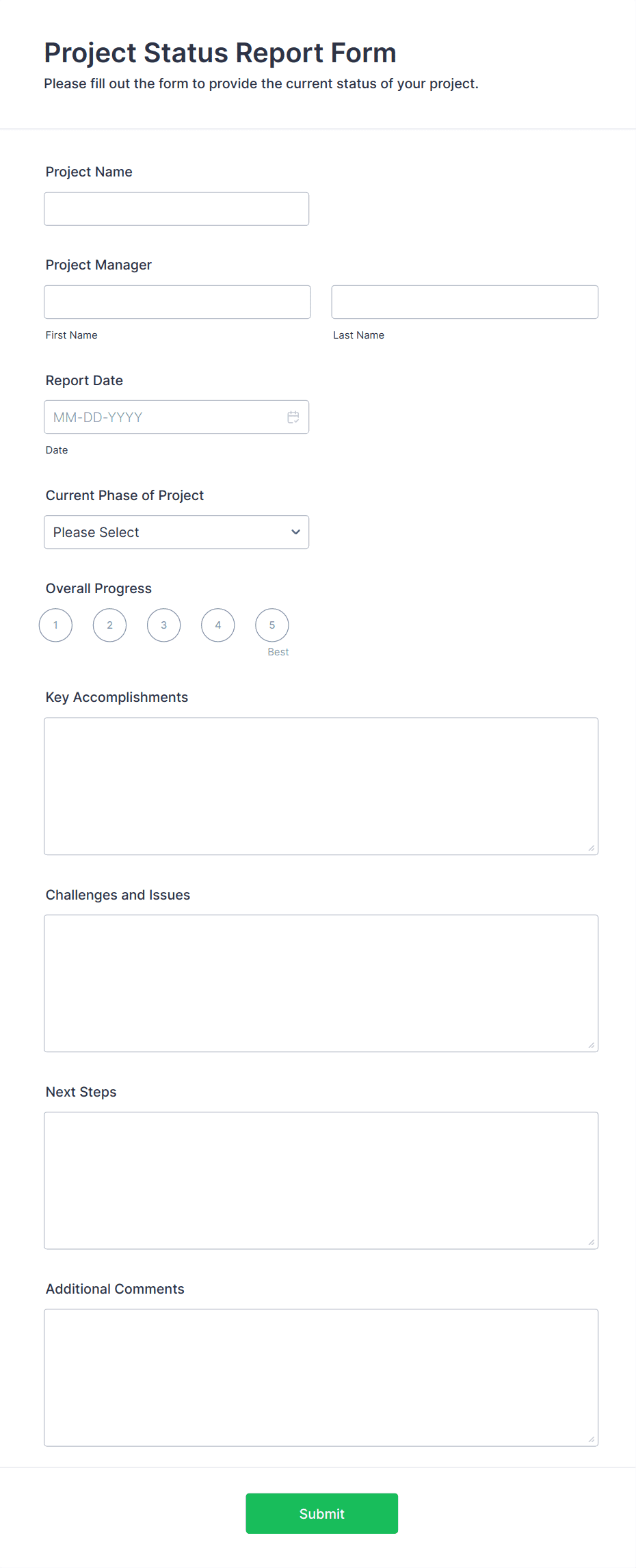 Project Status Report Form Template | Jotform