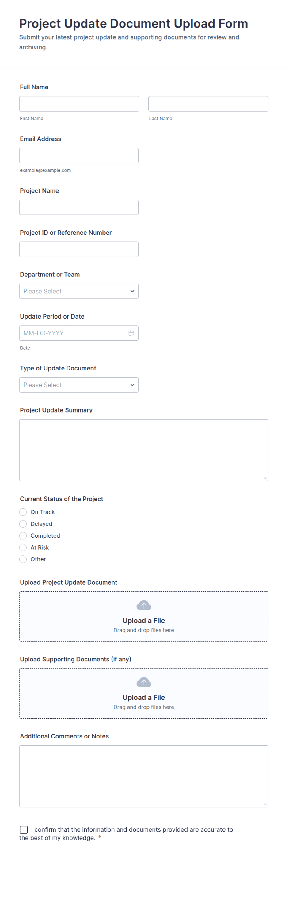 Project Update Document Upload Form Template | Jotform