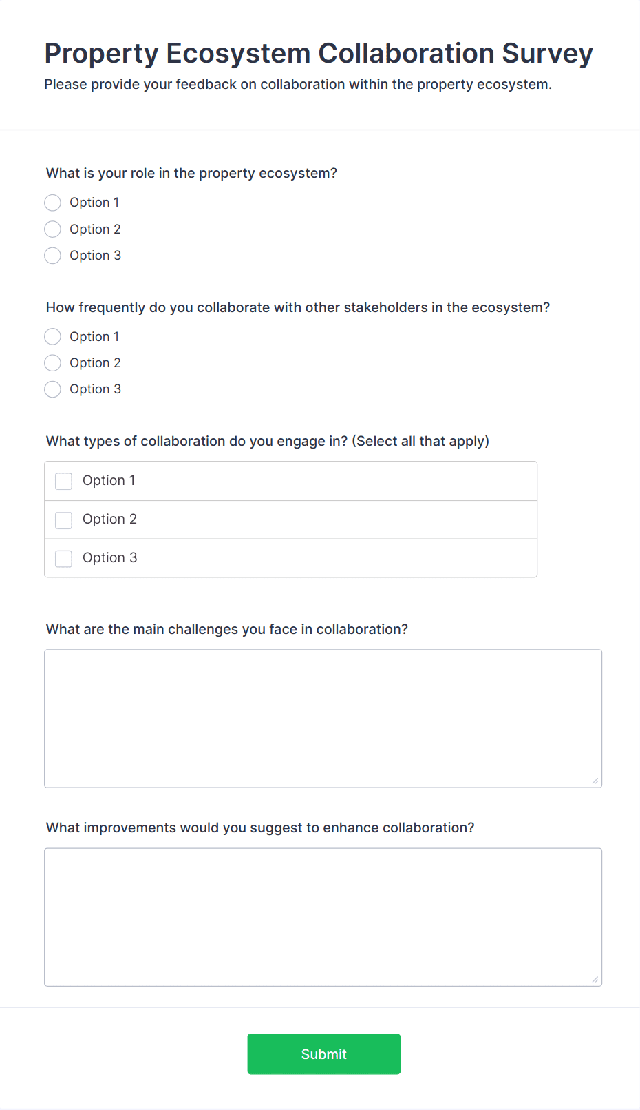 Property Ecosystem Collaboration Survey Form Template | Jotform