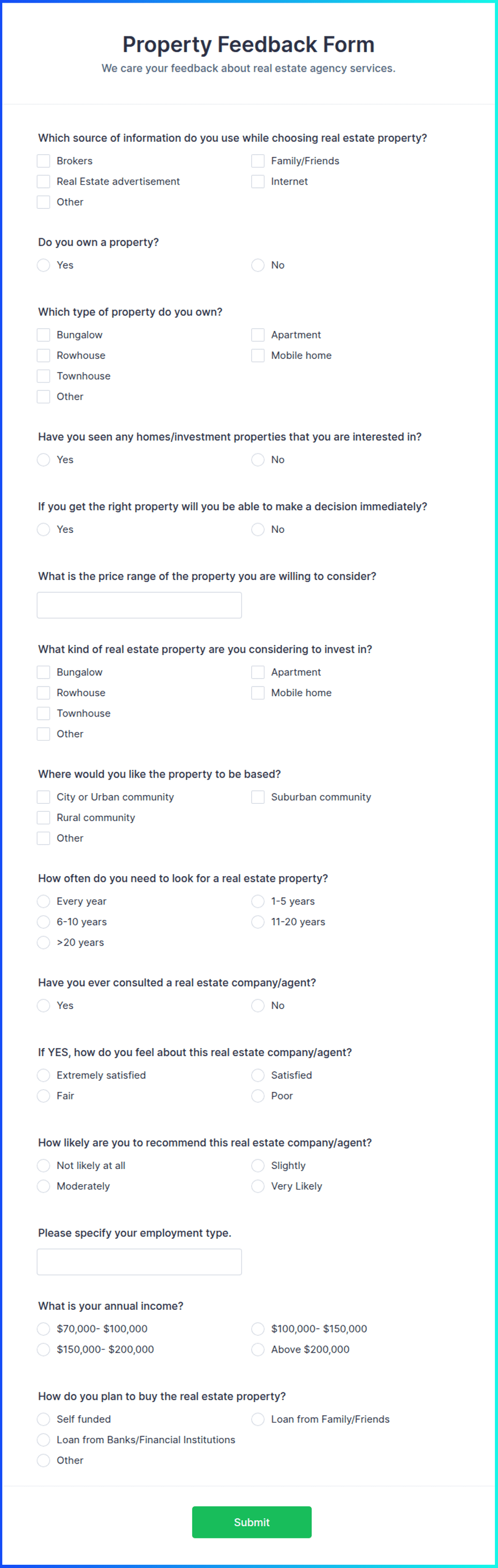 Property Feedback Form Template | Jotform