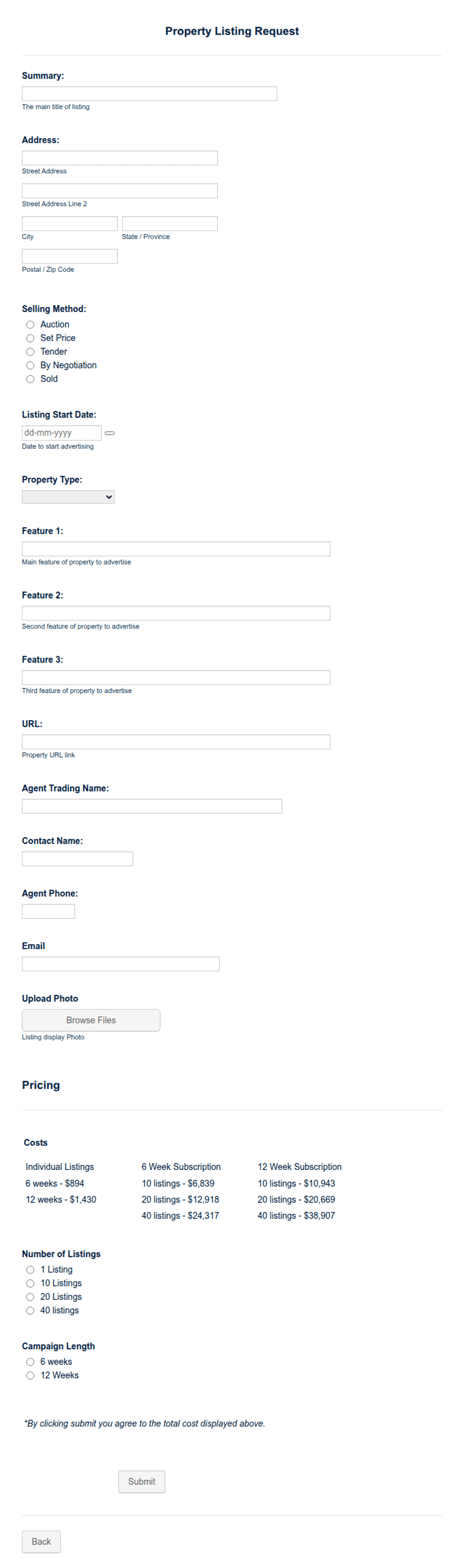 Property Listing Request Form Template | Jotform