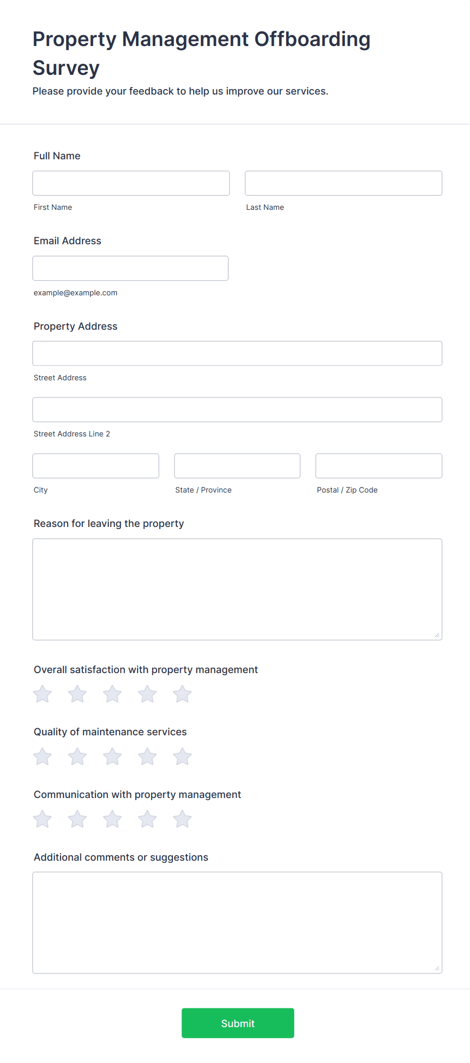 Property Management Offboarding Survey Form Template | Jotform