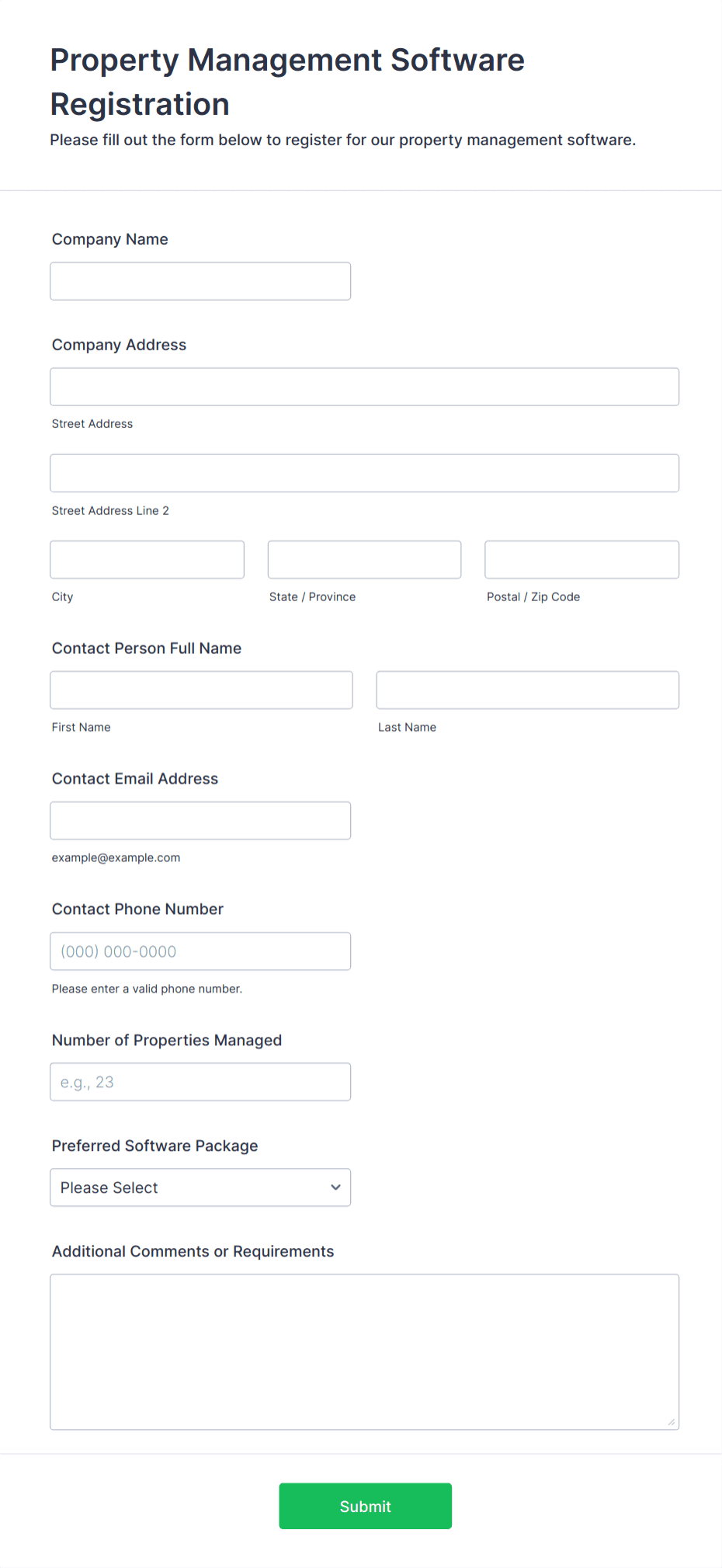 Property Management Software Registration Form Template | Jotform