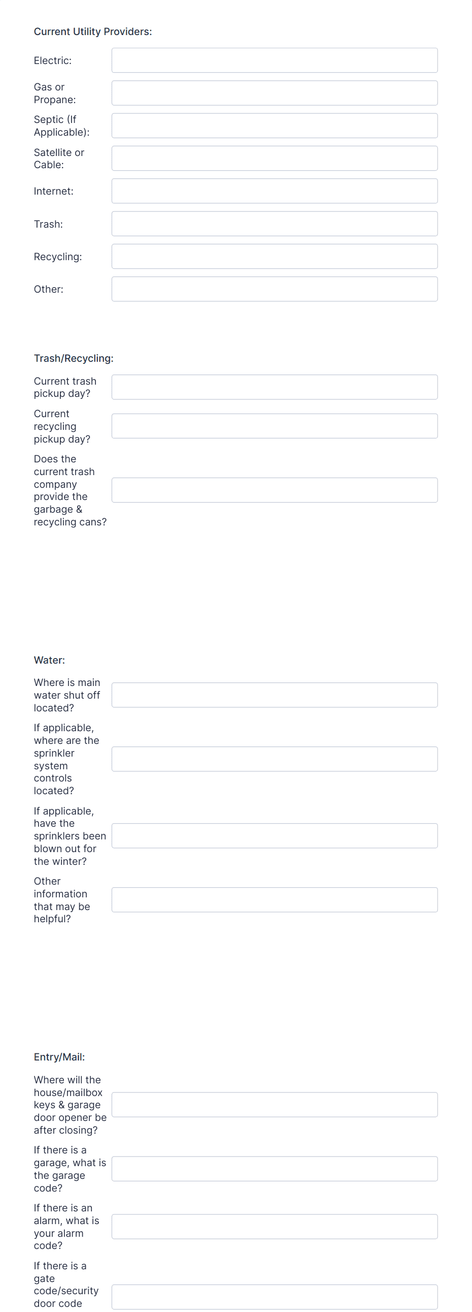 Property Move-In Information for the Buyer Form Template | Jotform