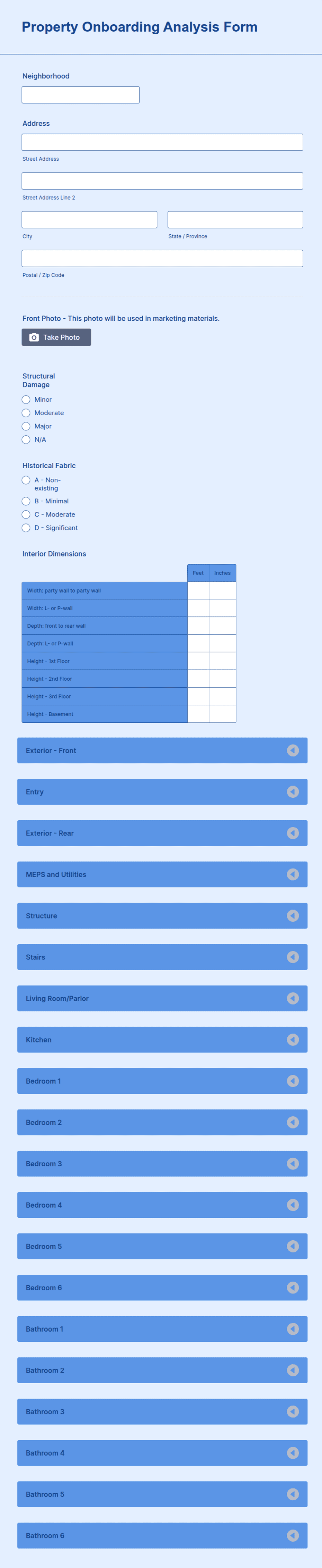 Property Onboarding Analysis Form Template | Jotform