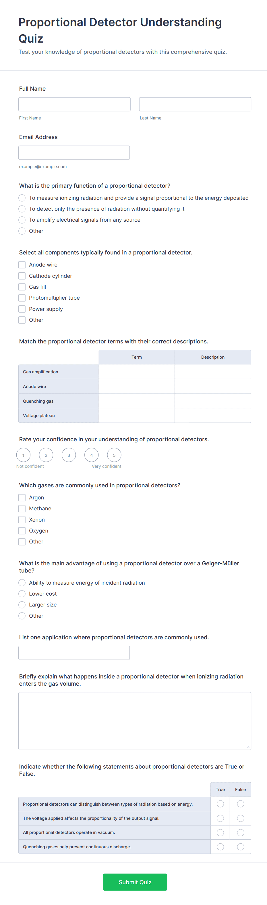 Proportional Detector Understanding Quiz Form Template | Jotform