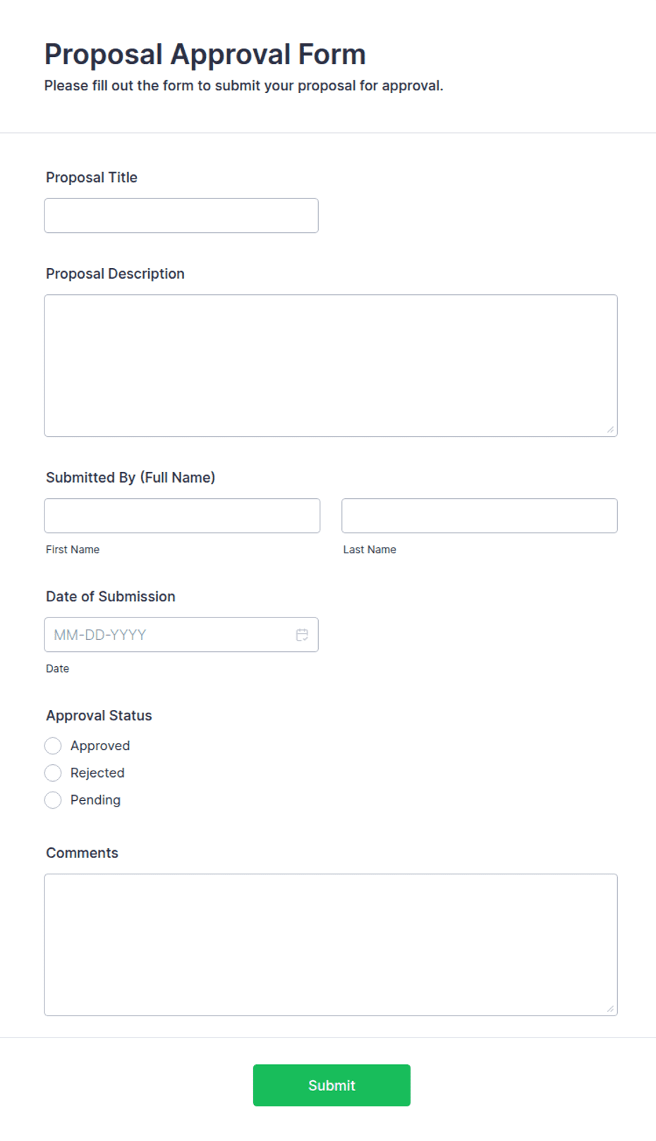Proposal Approval Form Template | Jotform