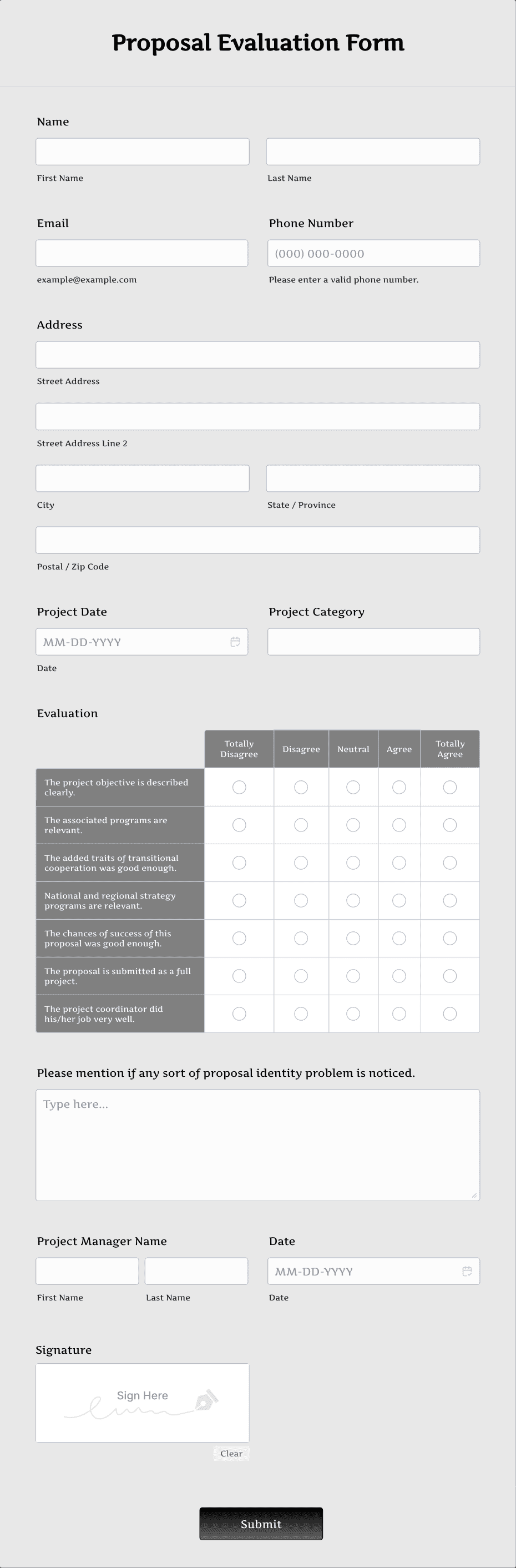 Proposal Evaluation Form Template | Jotform