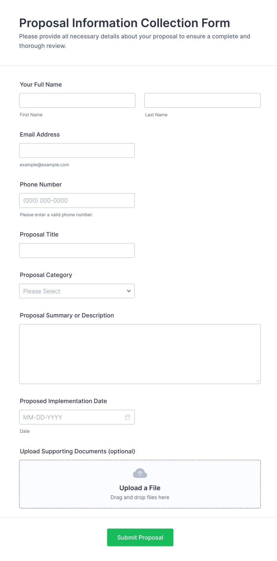 Proposal Information Collection Form Template | Jotform