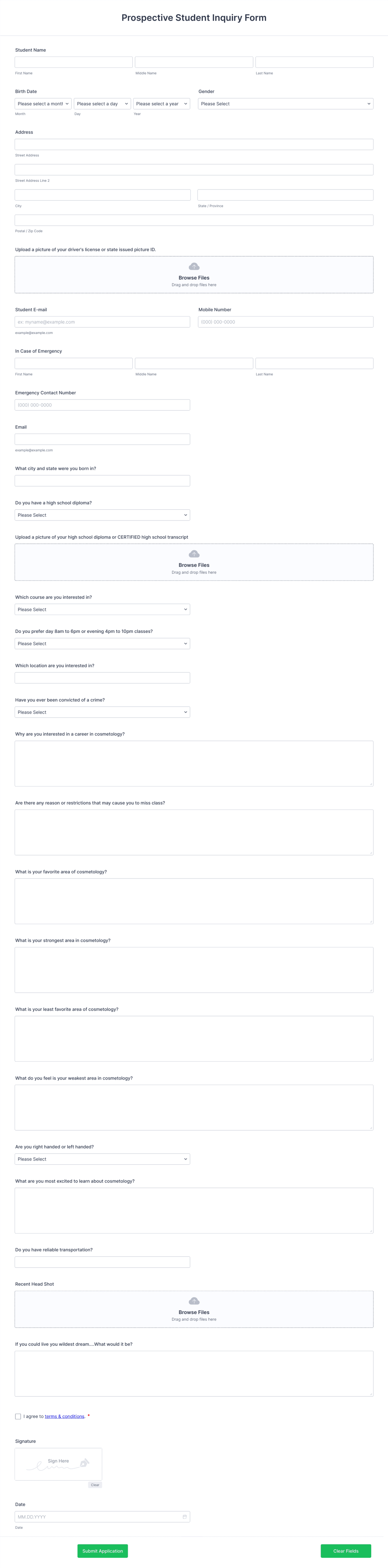 Prospective Student Inquiry Form Template | Jotform