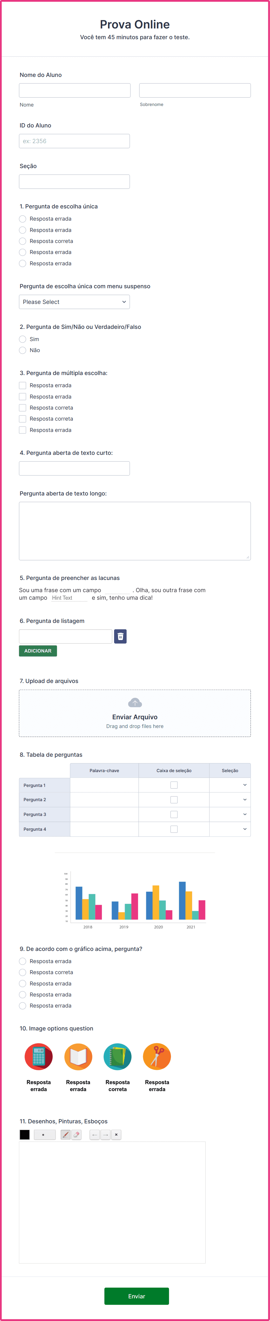 Prova Online Modelo de Formulário | Jotform