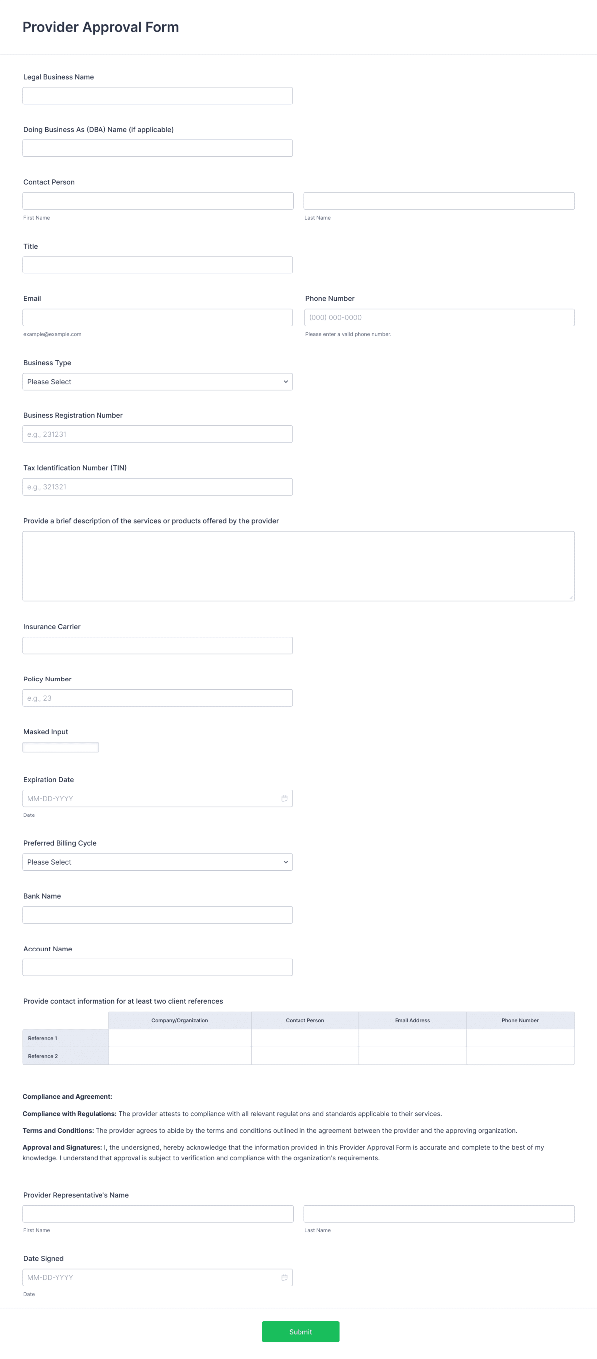 Provider Approval Form Template | Jotform