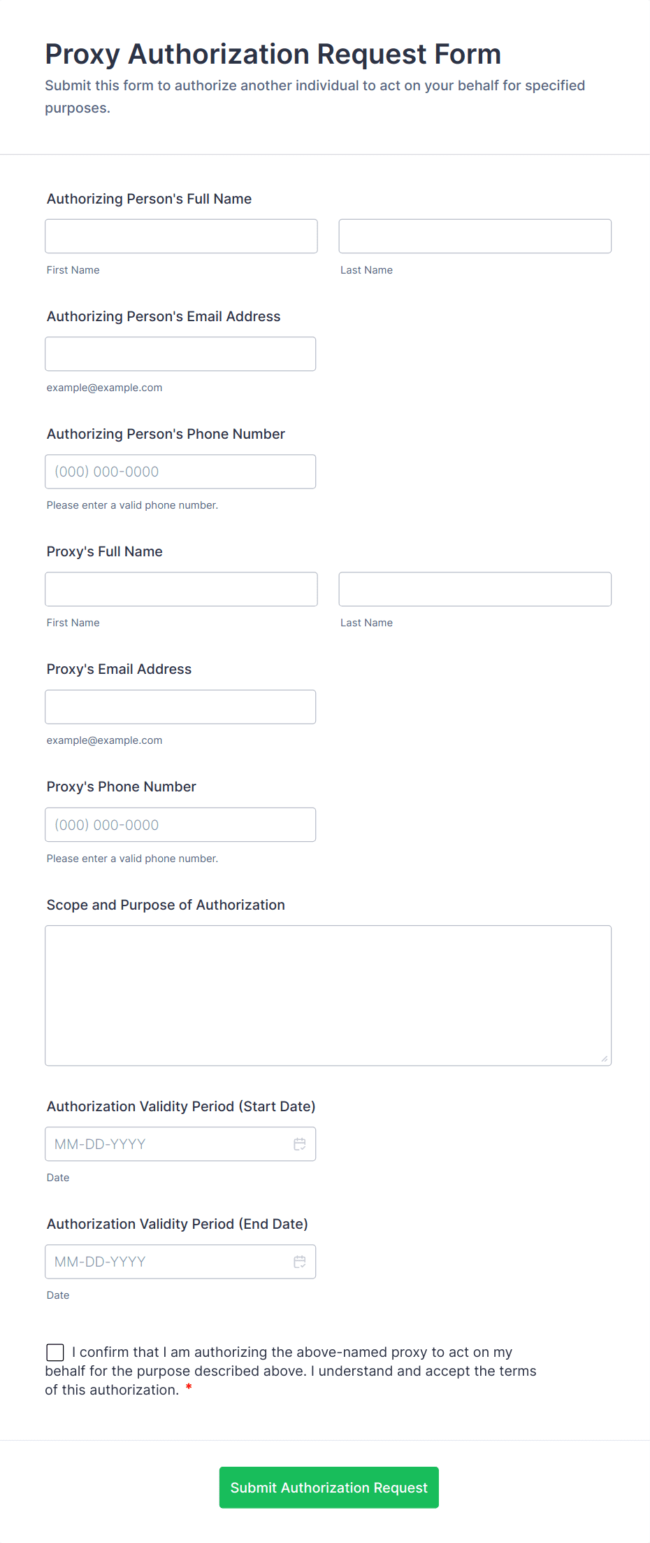 Proxy Authorization Request Form Template | Jotform