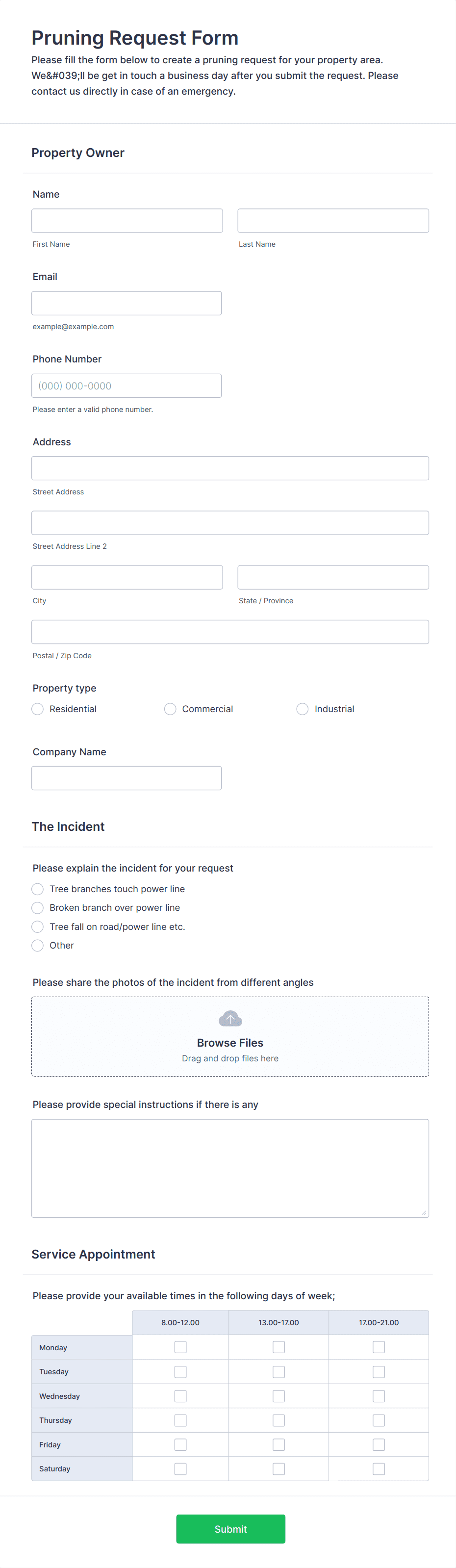 Pruning Request Form Template | Jotform