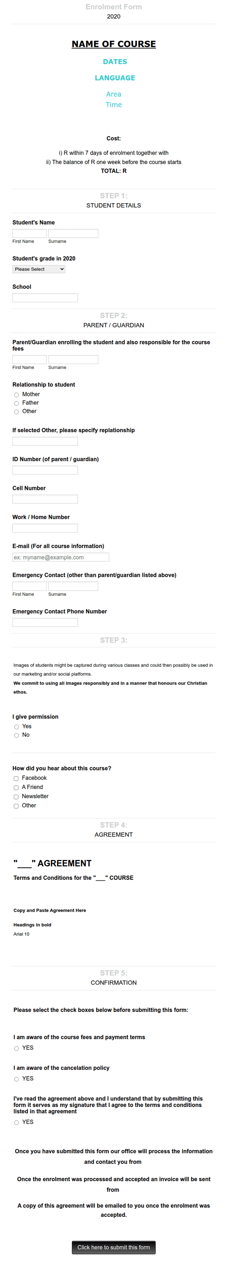 Public School Enrollment Form Template | Jotform