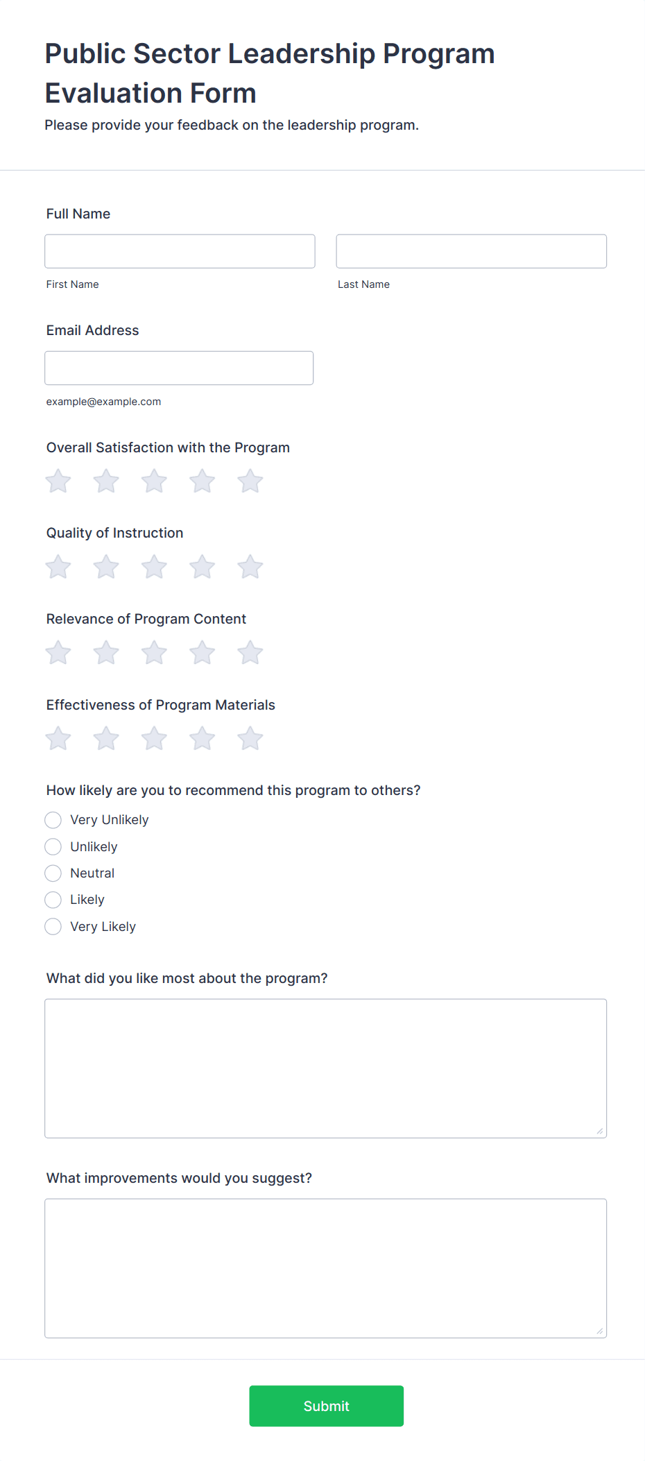 Public Sector Leadership Program Evaluation Form Template | Jotform