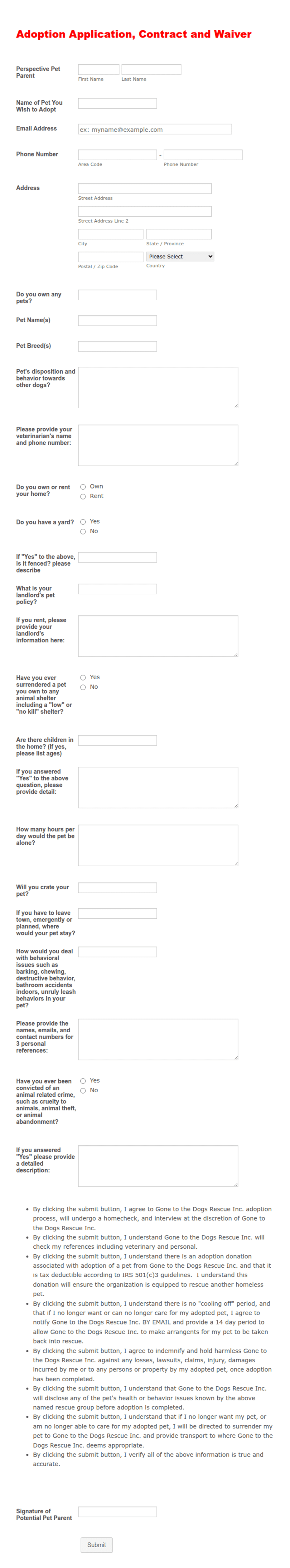 Puppy Adoption Form Template | Jotform