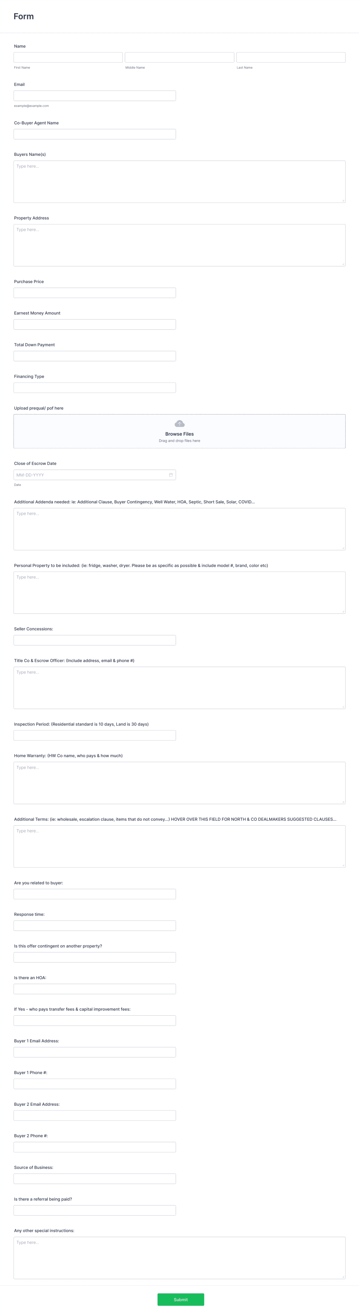 Purchase Offer Form Template | Jotform