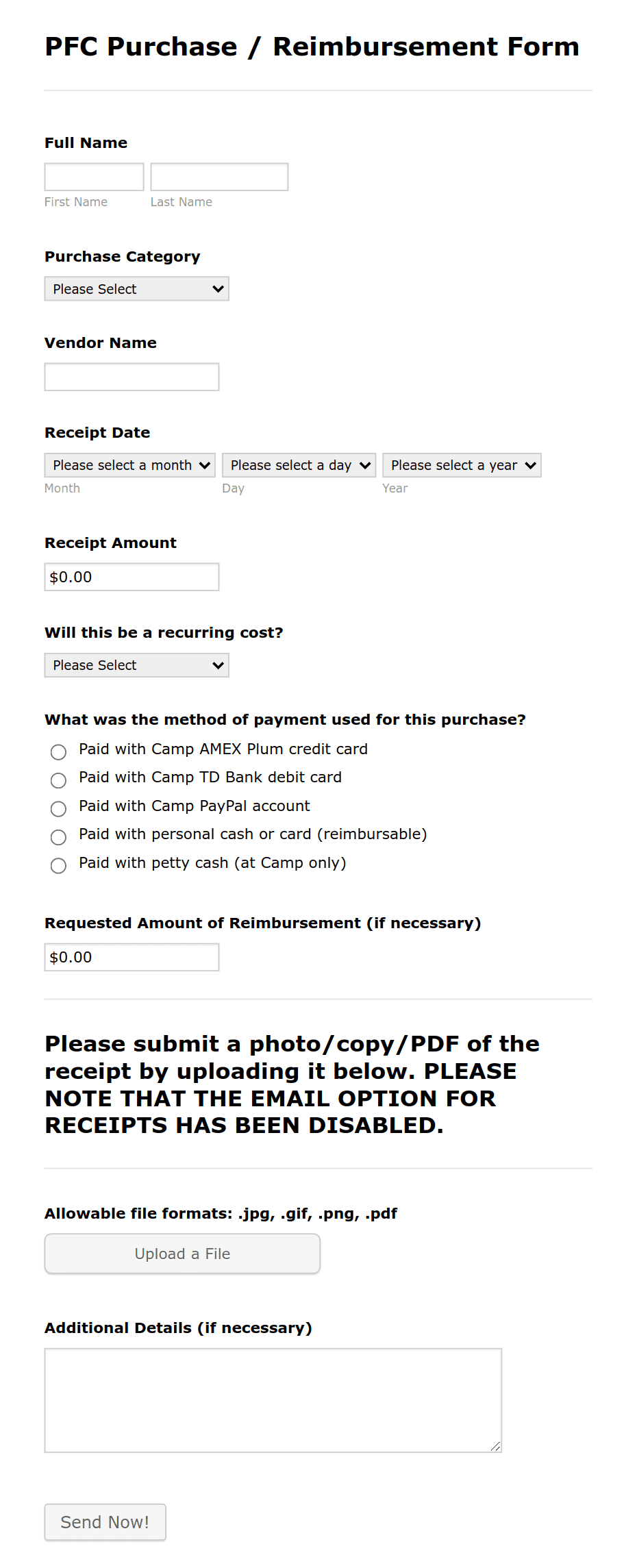 Purchase & Reimbursement Form Template | Jotform