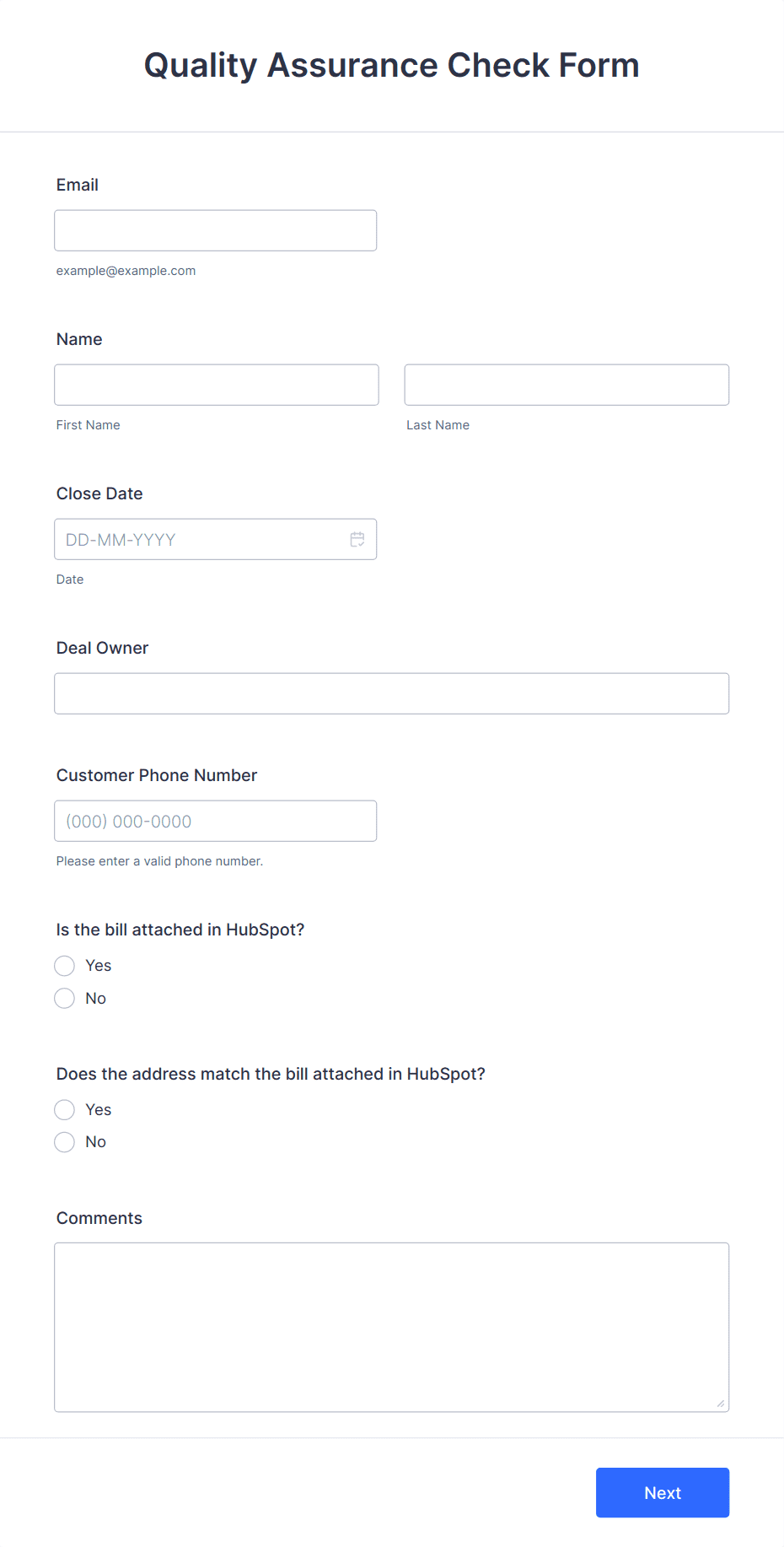 Quality Assurance Check Form Template | Jotform