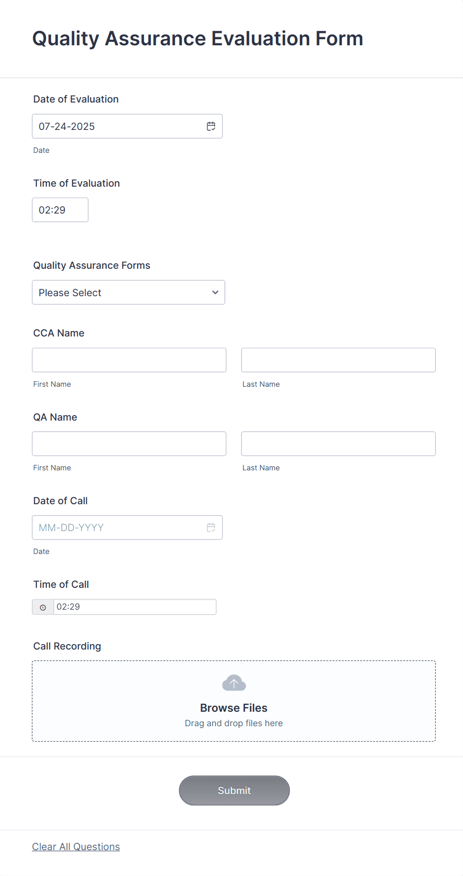 Quality Assurance Evaluation Form Template | Jotform