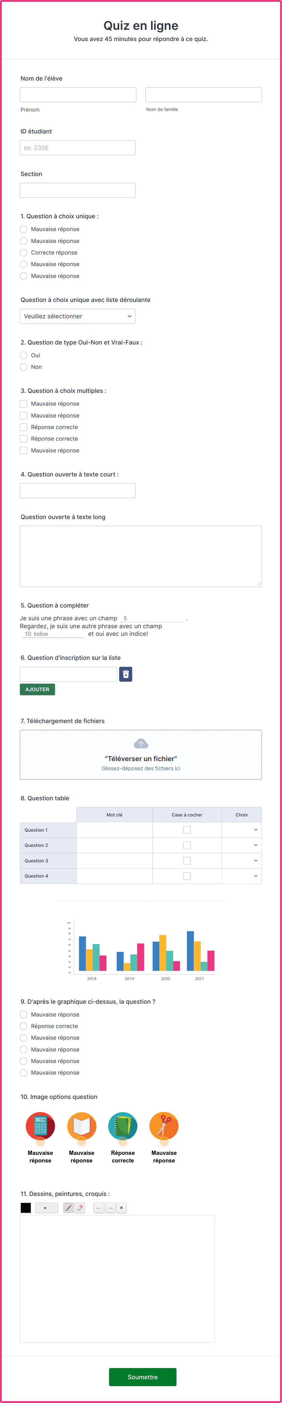 Quiz en ligne Modèle du formulaire | Jotform