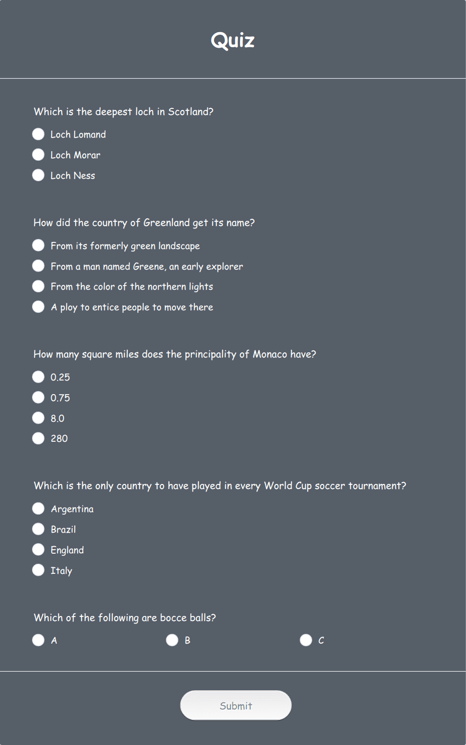 Quiz Form Template | Jotform
