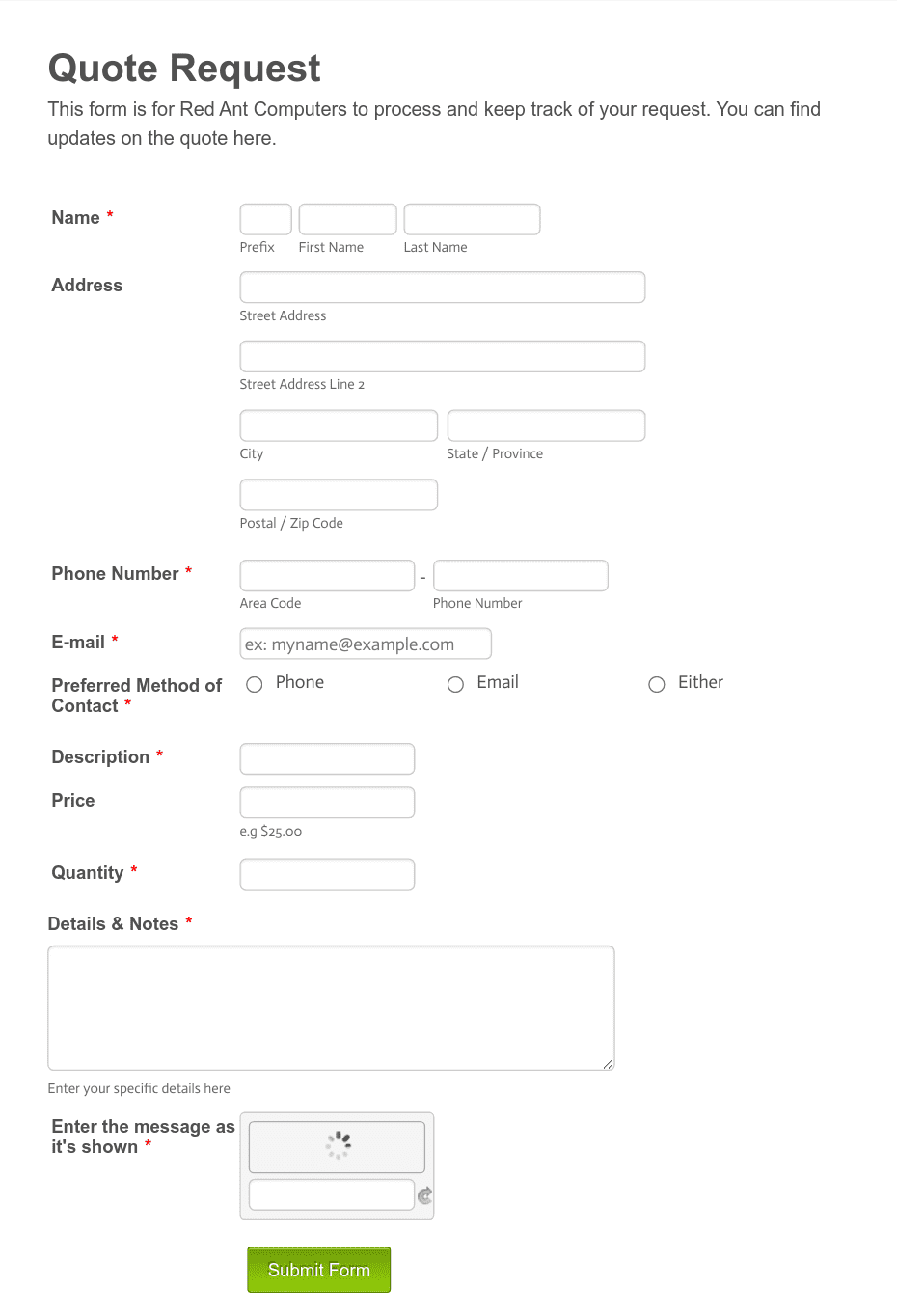 Quote Form Template | Jotform