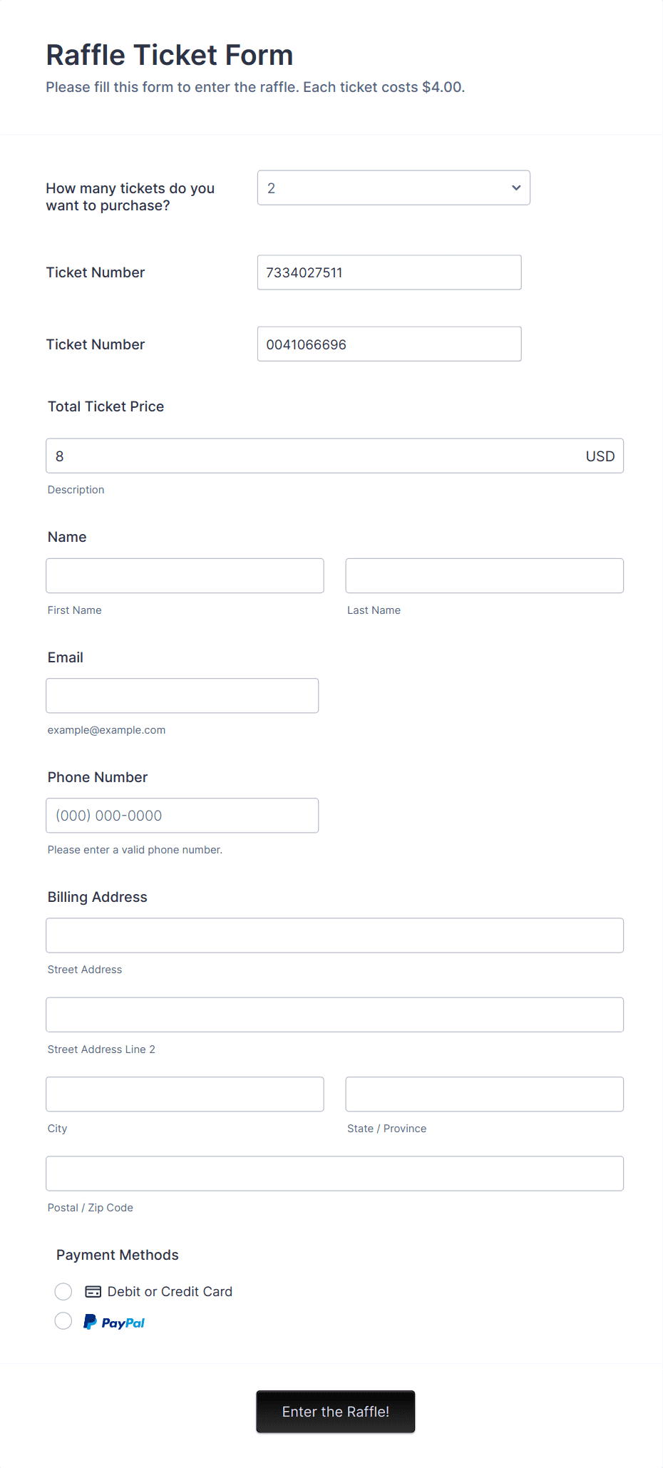 Raffle Ticket Form Template | Jotform