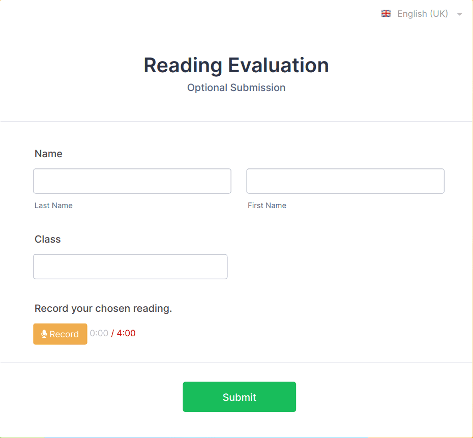 Reading Evaluation Form Template | Jotform
