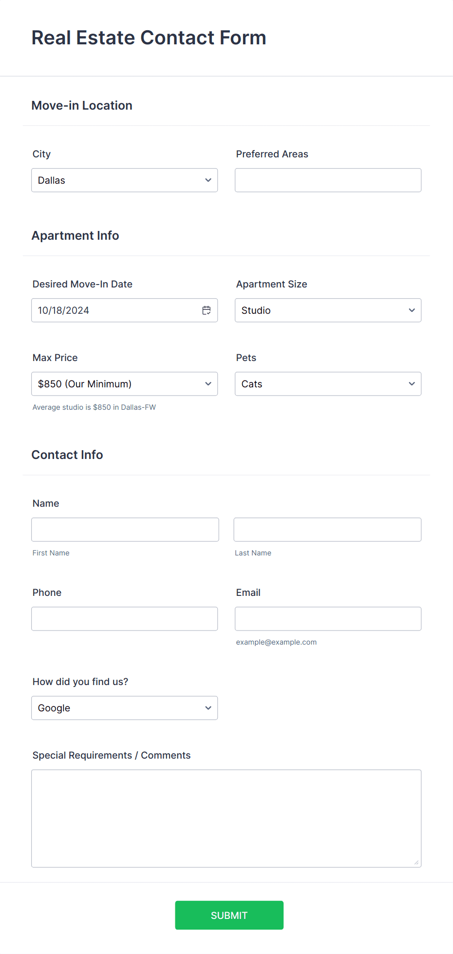 Real Estate Contact Form Template | Jotform