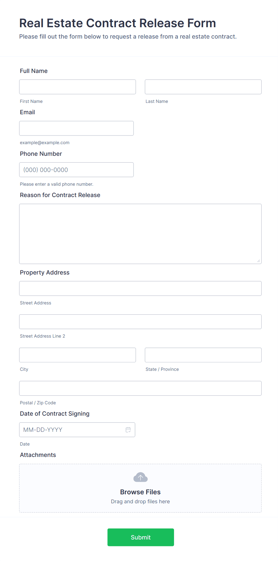 Real Estate Contract Release Form Template | Jotform