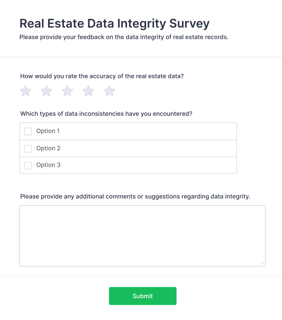 Real Estate Data Integrity Survey Form Template | Jotform