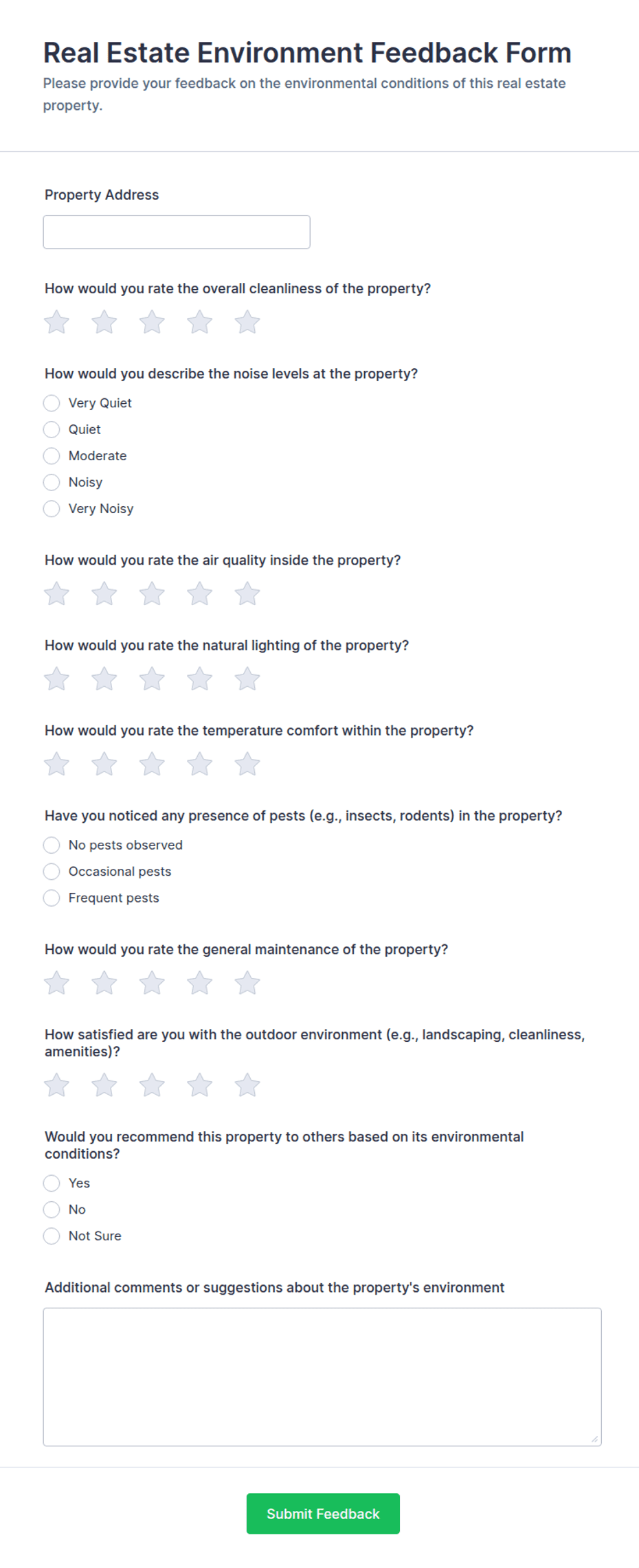 Real Estate Environment Feedback Form Template | Jotform