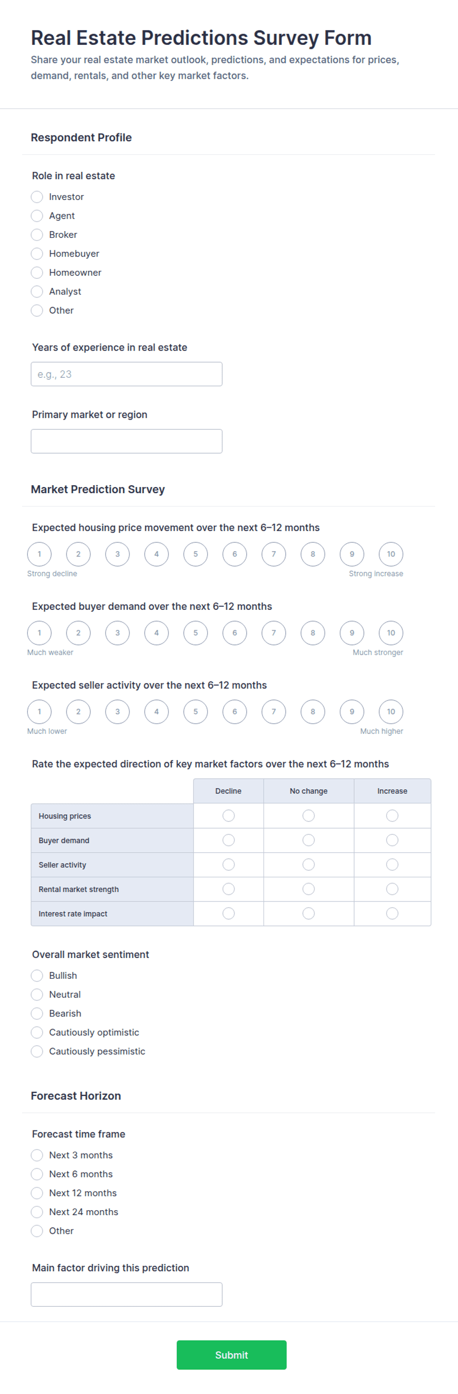 Real Estate Predictions Survey Form Template | Jotform